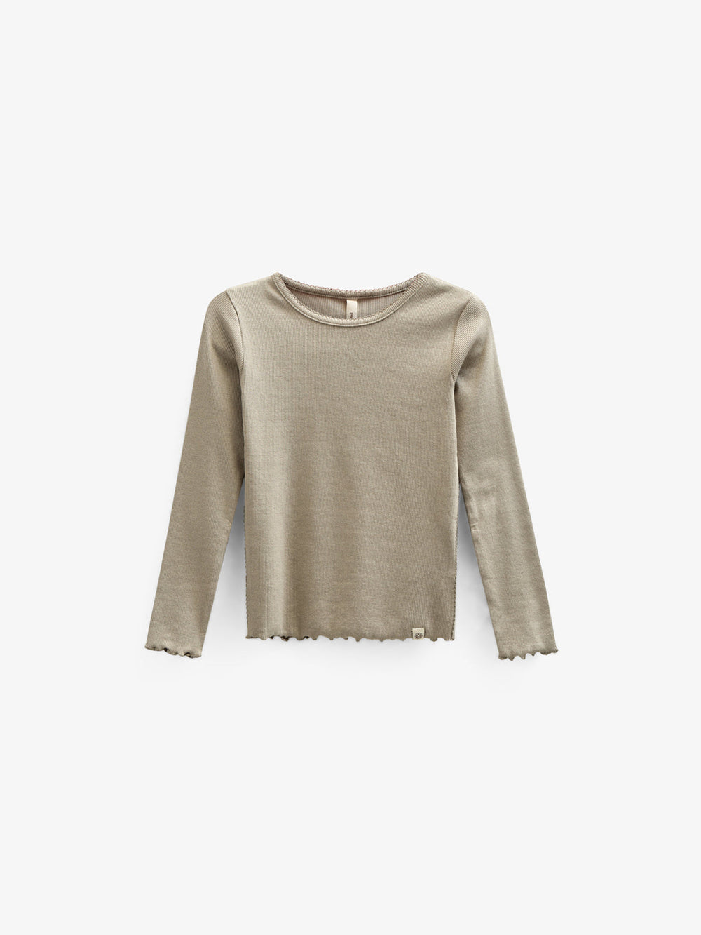 Langärmeliges T-Shirt aus Modalripp mit Picot-Rand - Tween - Dusty Gre